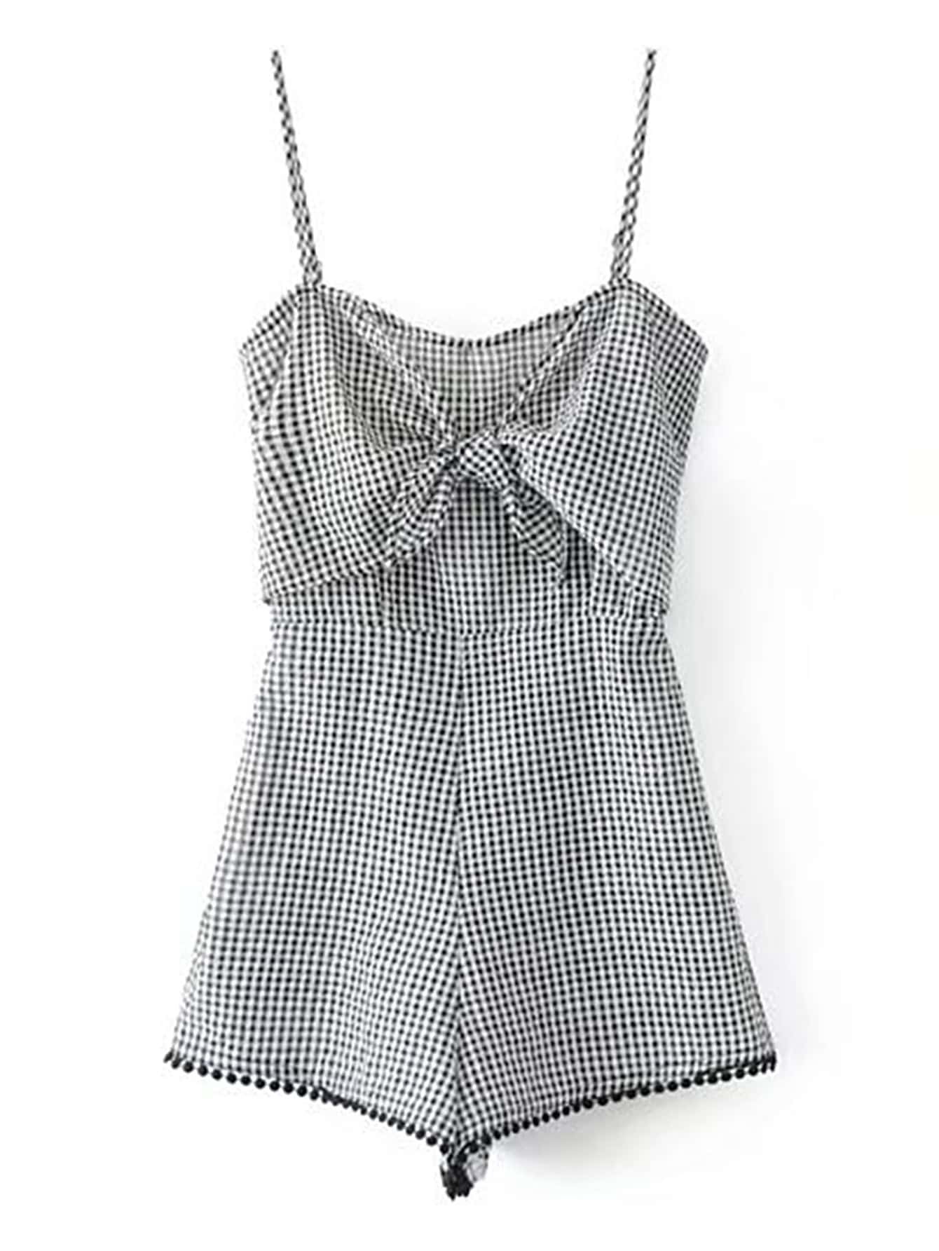 Cami Straps Bow Tie Front Playsuit Shein Sheinside