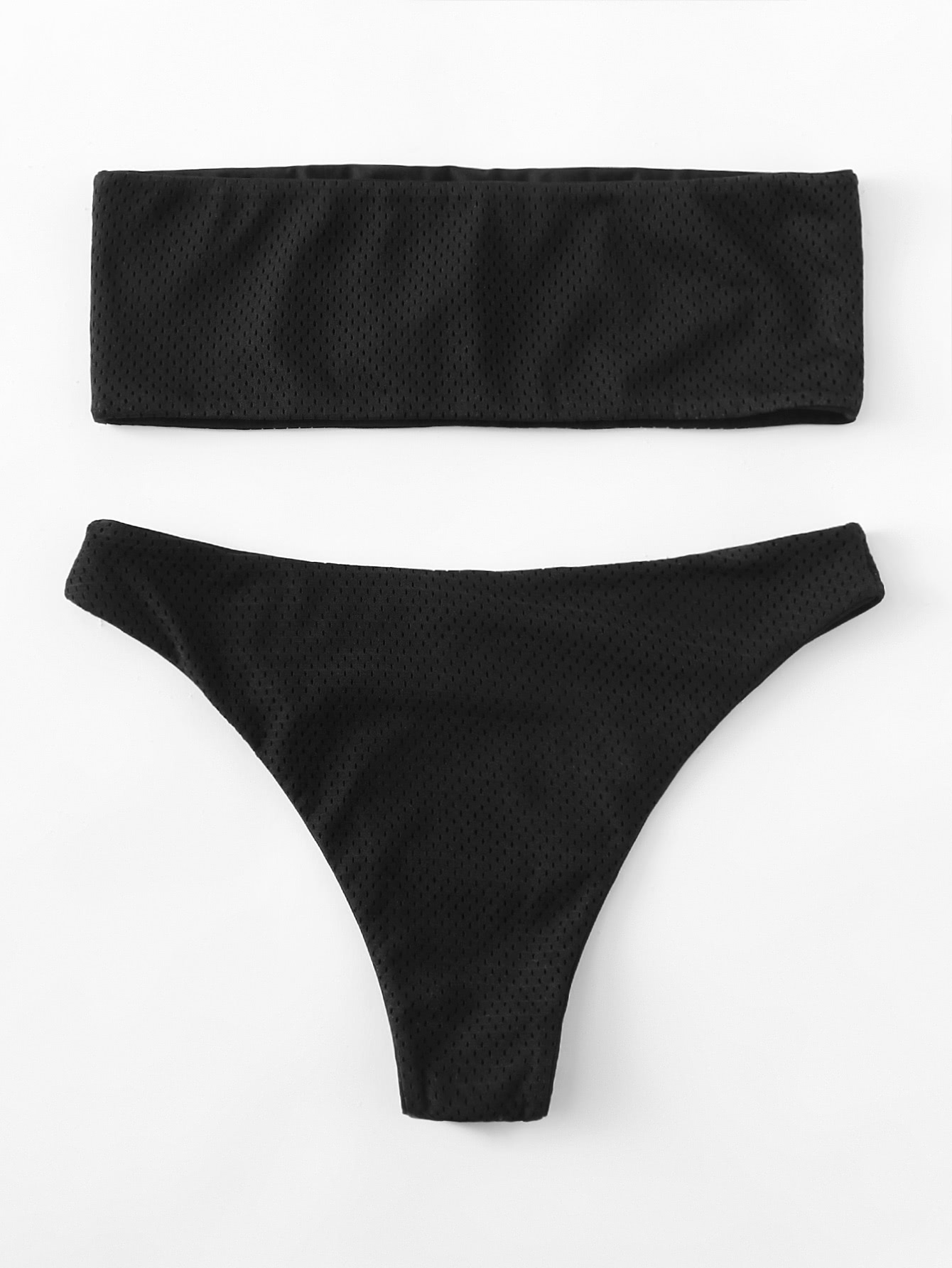 Laser Cut Bandeau Bikini Set Shein Sheinside