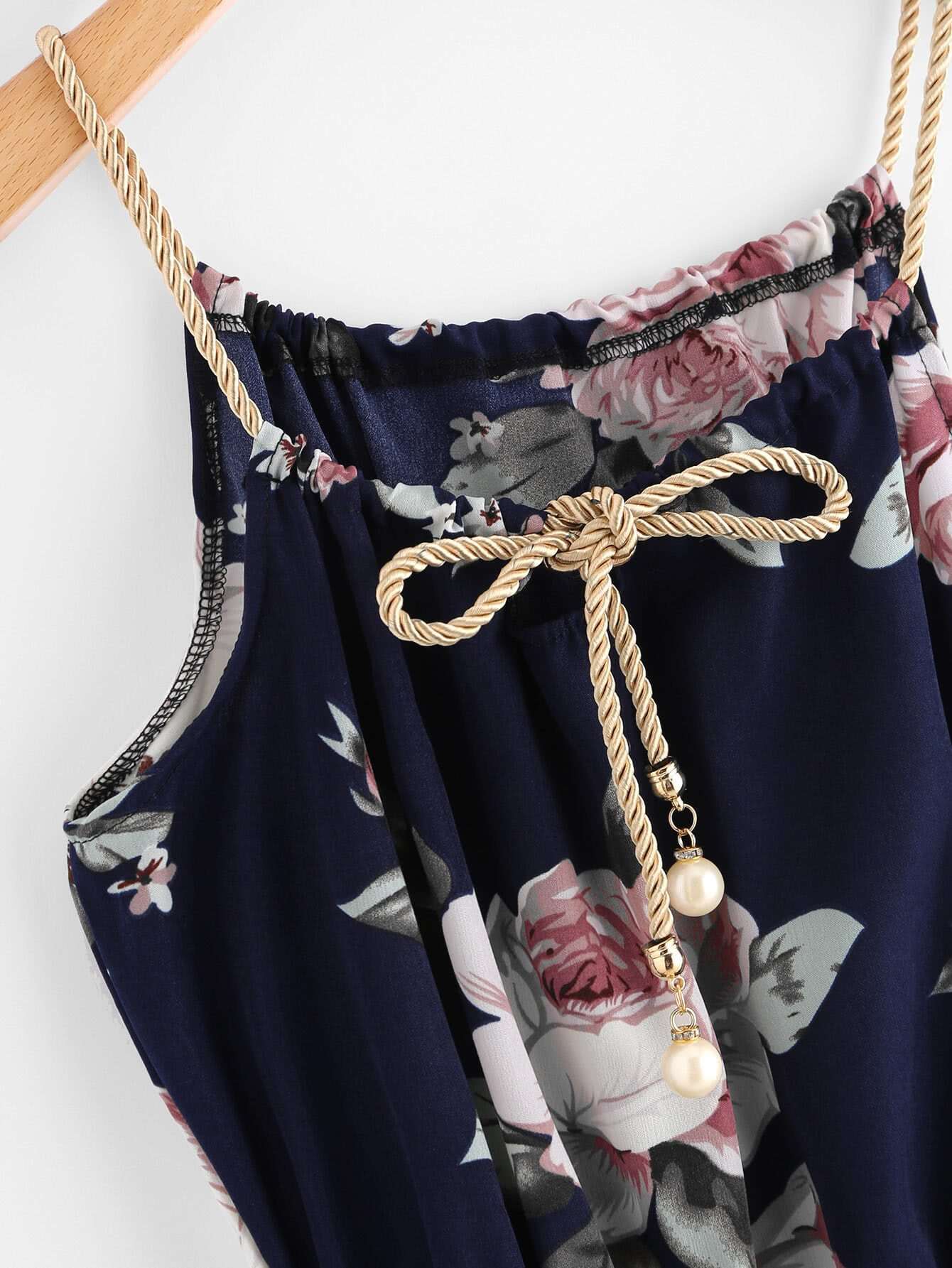 All Over Florals Faux Pearl Detail Cami Dress Shein Sheinside
