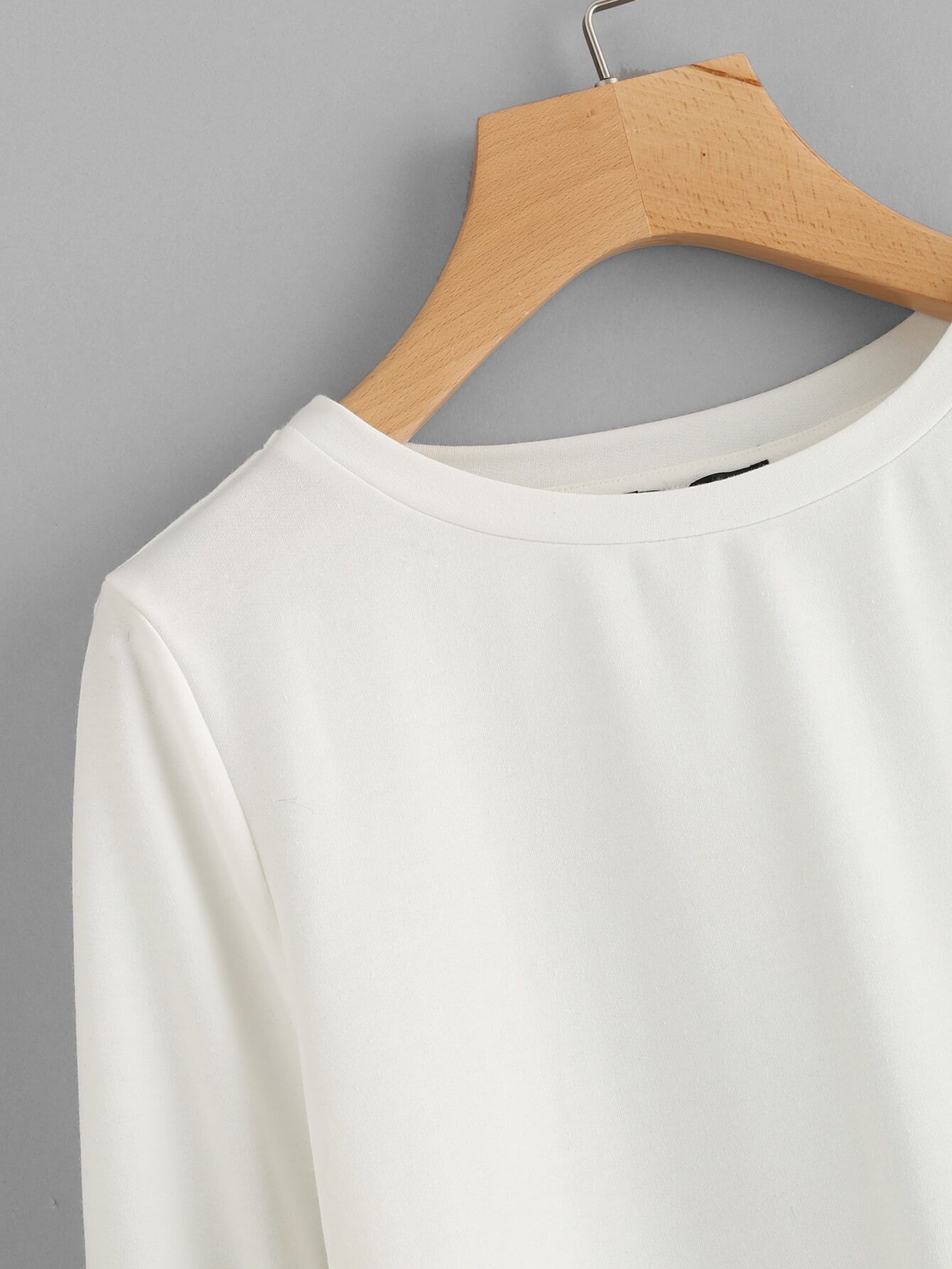 Eyelet Embroidered Ruffle Trim Sweatshirt Emmacloth Women Fast Fashion