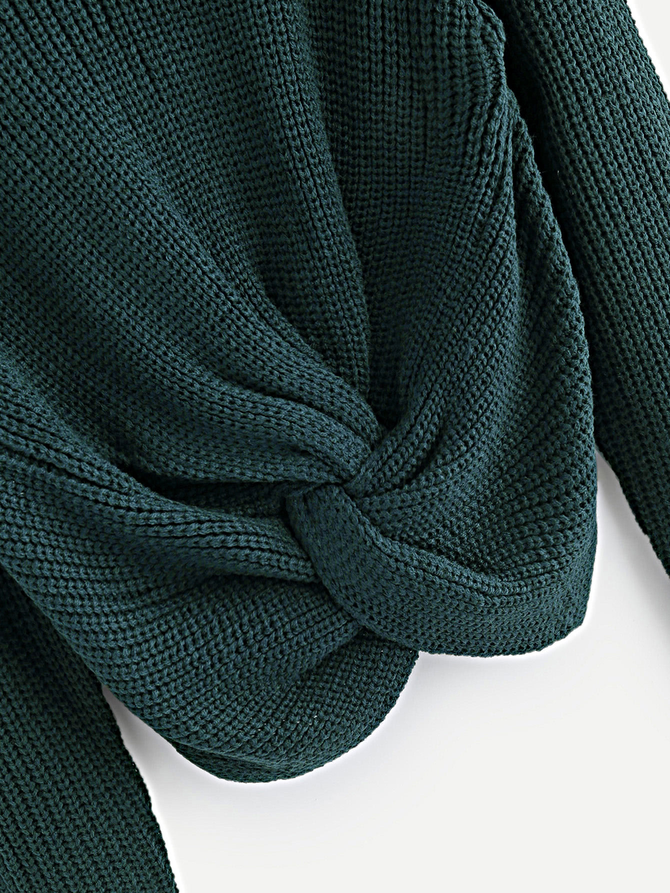 V Neckline Twist Front Sweater Shein Sheinside