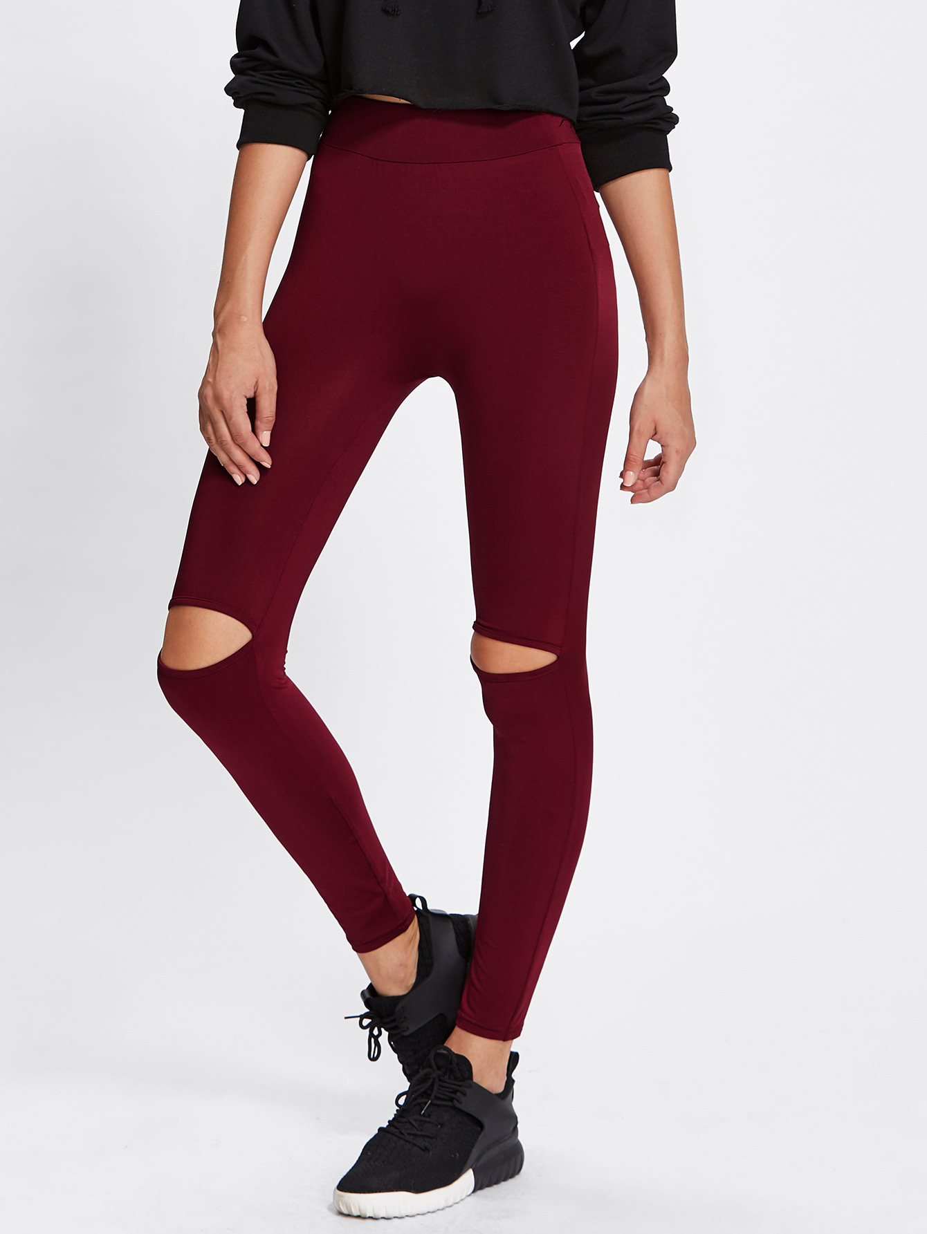 Knee Cutout Leggings Emmacloth Women Fast Fashion Online