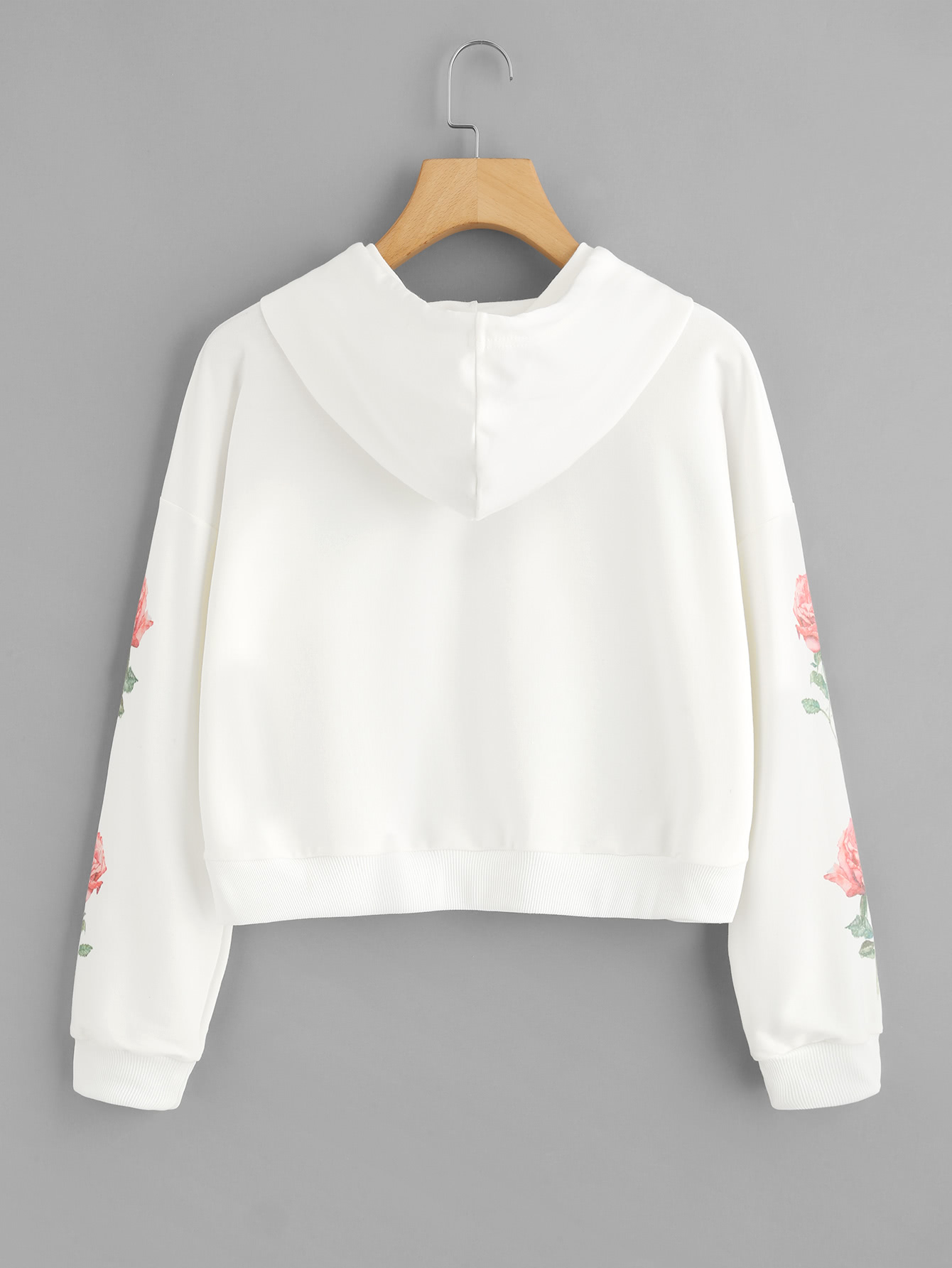 Rose Print Random Hoodie Shein Sheinside