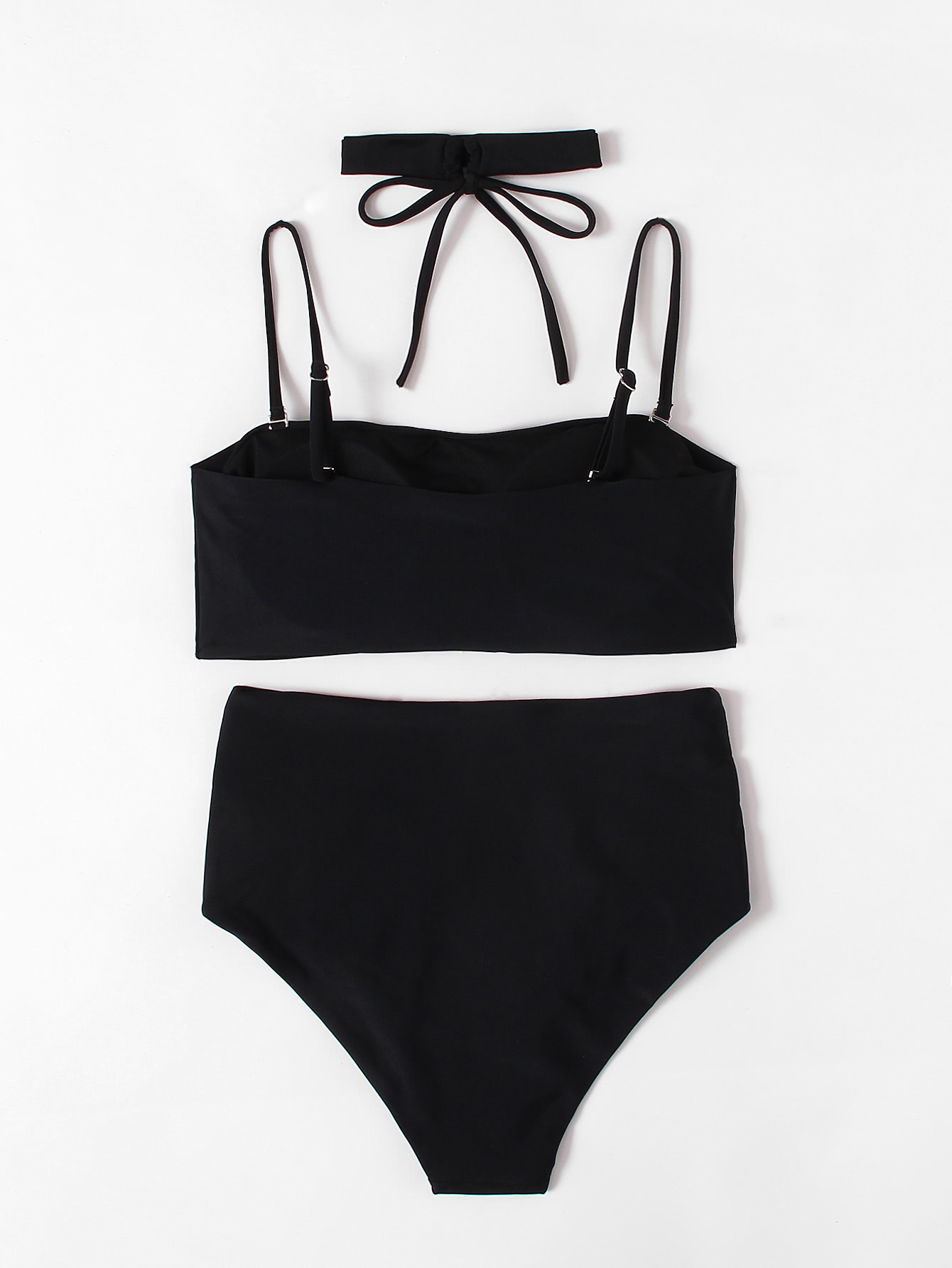 Flower Embroidery Bikini Set With Choker Shein Sheinside