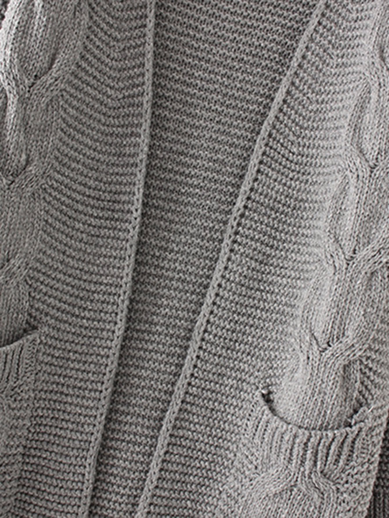 Cable Knit Longline Chunky Cardigan Shein Sheinside