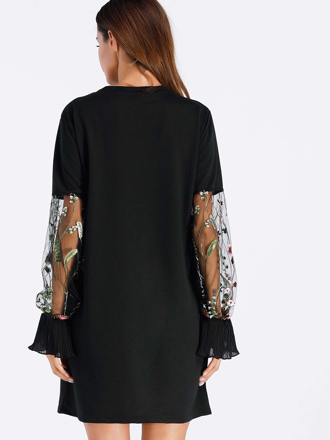 Floral Embroidered Lace Panel Dress Shein Sheinside