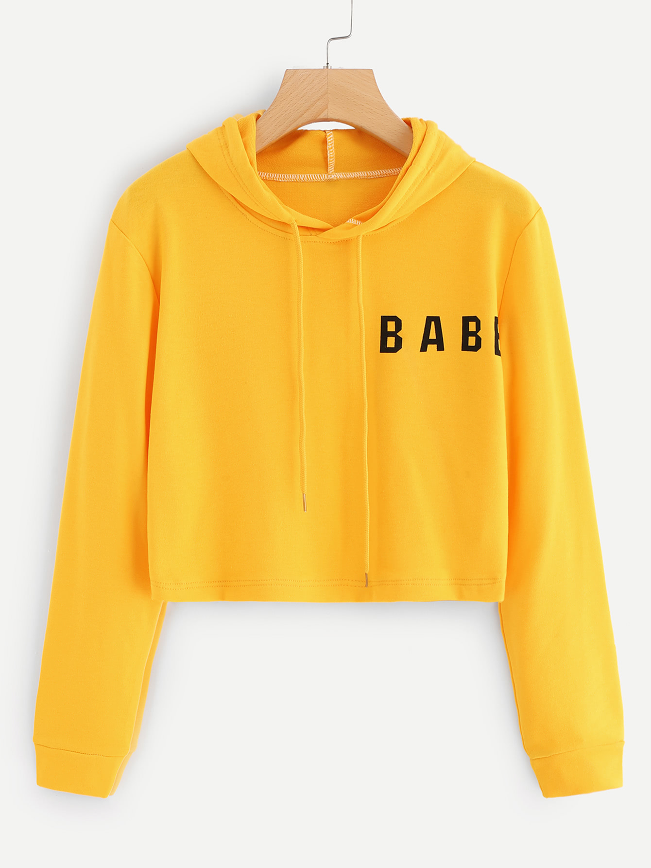 Letter Print Crop Hoodie Shein Sheinside