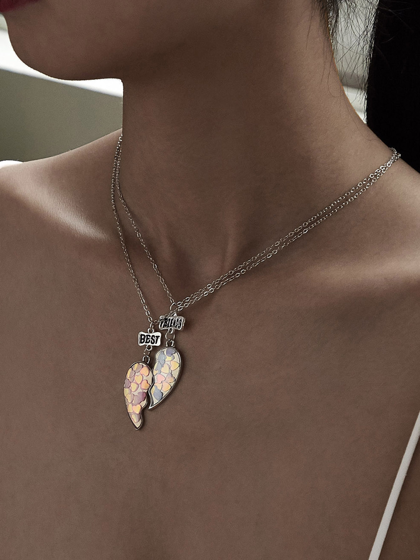 Half Heart Pendant Necklace 2pcs Half Heart Pendant Necklace 2pcs