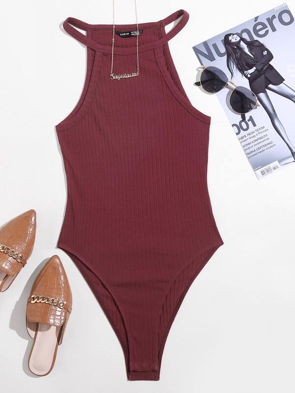 Shein Ezwear Body Halter Tejido De Canalé Moda De Mujer Shein México