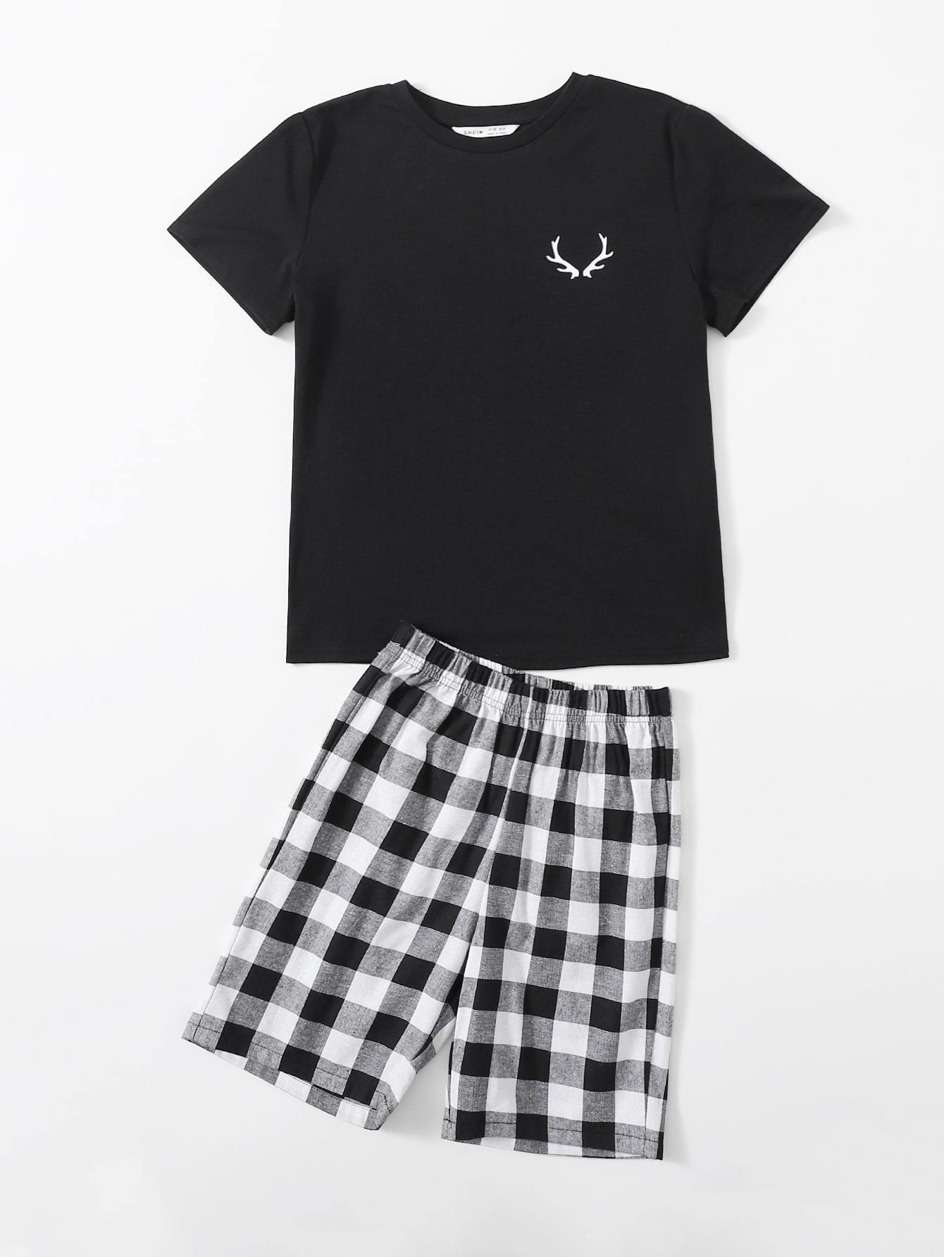 Пижама в клетку с графическим принтом для мальчиков