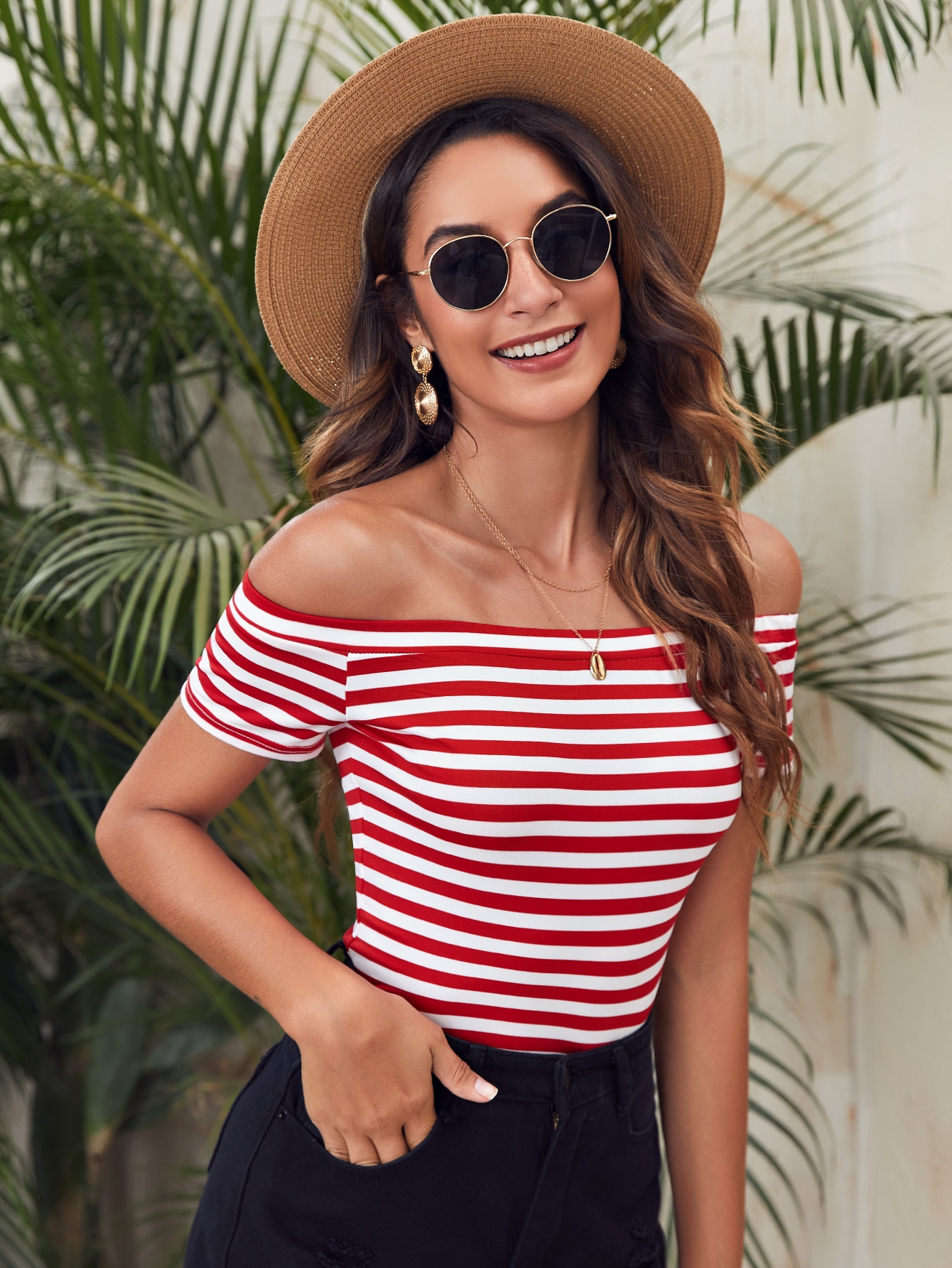 Off Shoulder Striped Top