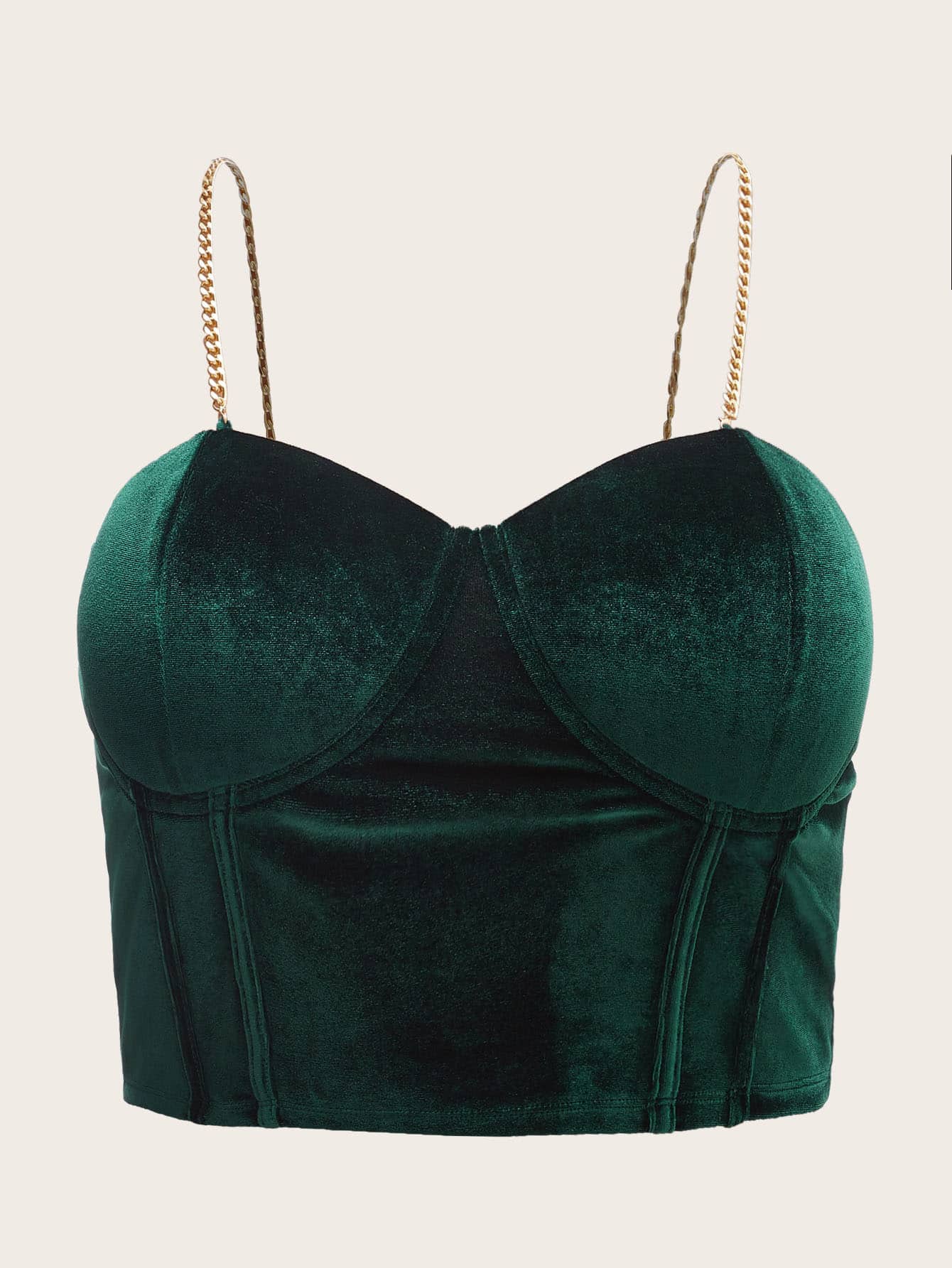 Plus Chain Strap Velvet Cami Top