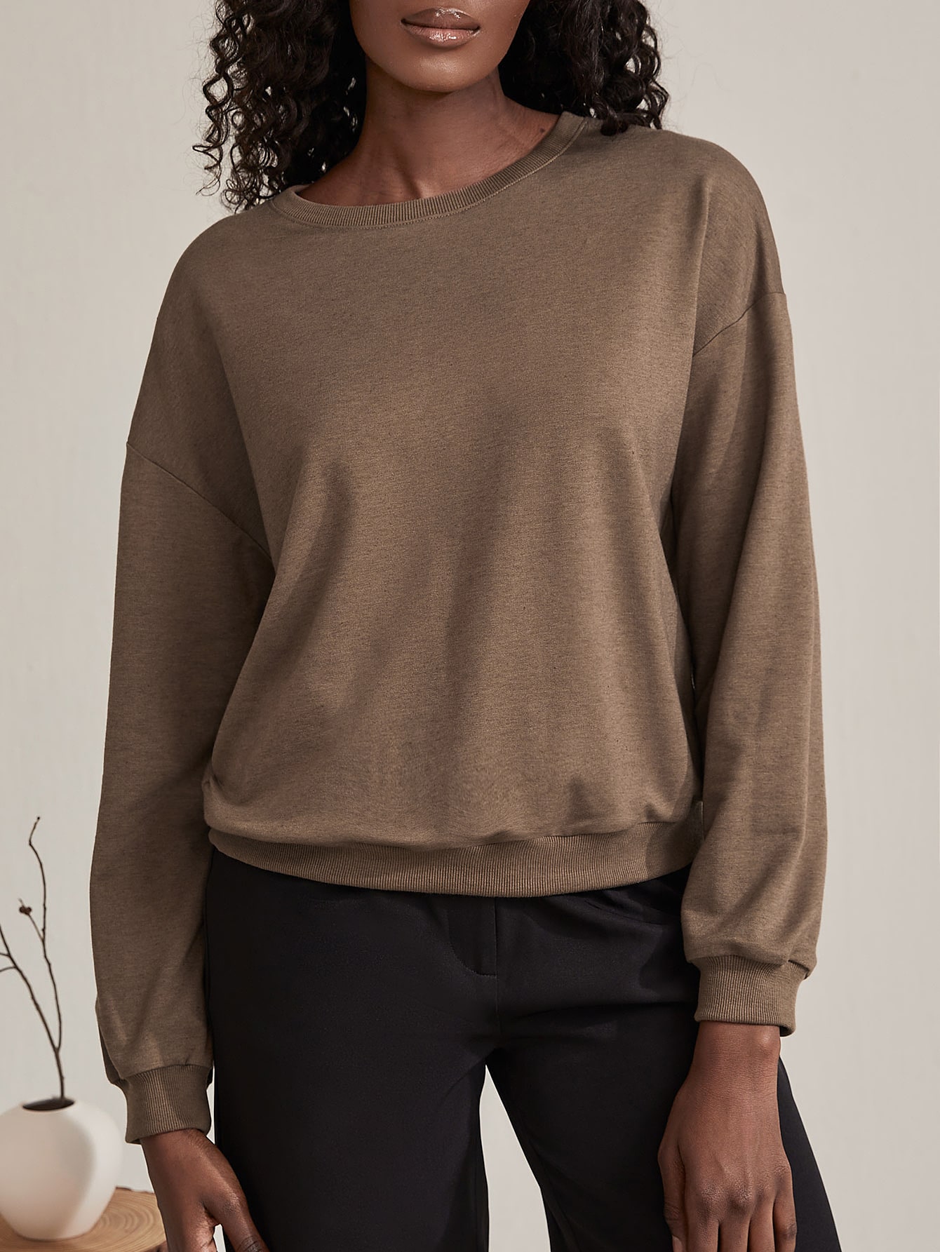Solid Drop Shoulder Sweatshirt