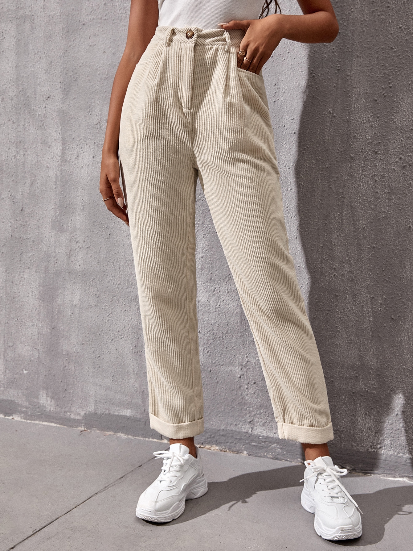 Corduroy Roll Up Hem Pants