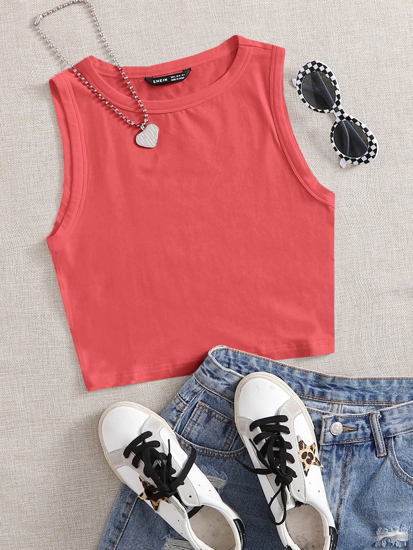 Shein Solid Crop Tank Top