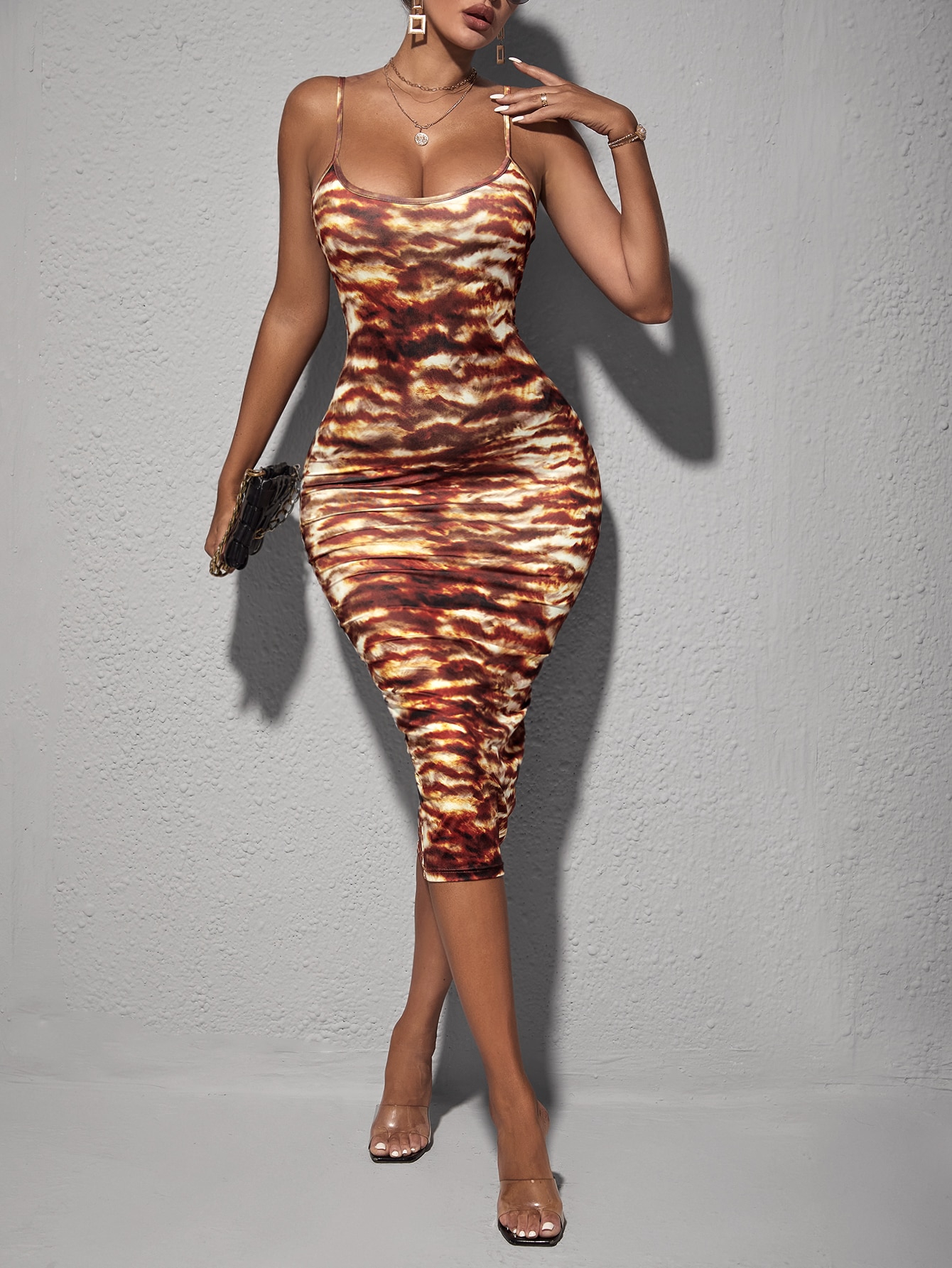 Shein Sxy Figurbetontes Kleid Mit Batik Rüschen