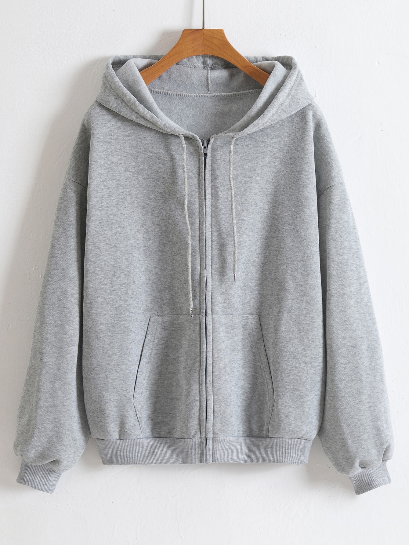 Rhinestone Skeleton Pattern Zip Up Drawstring Thermal Hoodie Wishupon