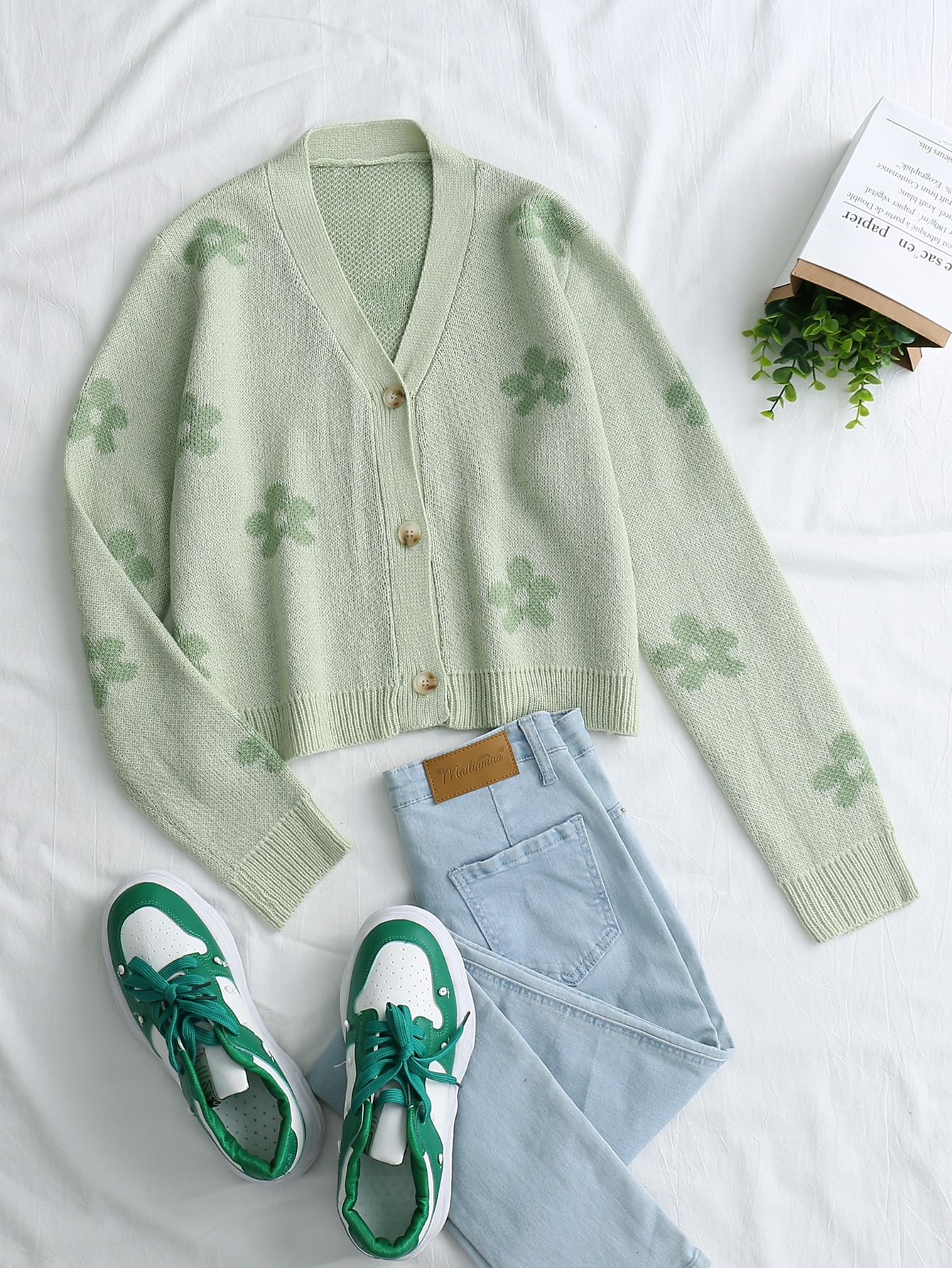 Floral Pattern Button Front Cardigan