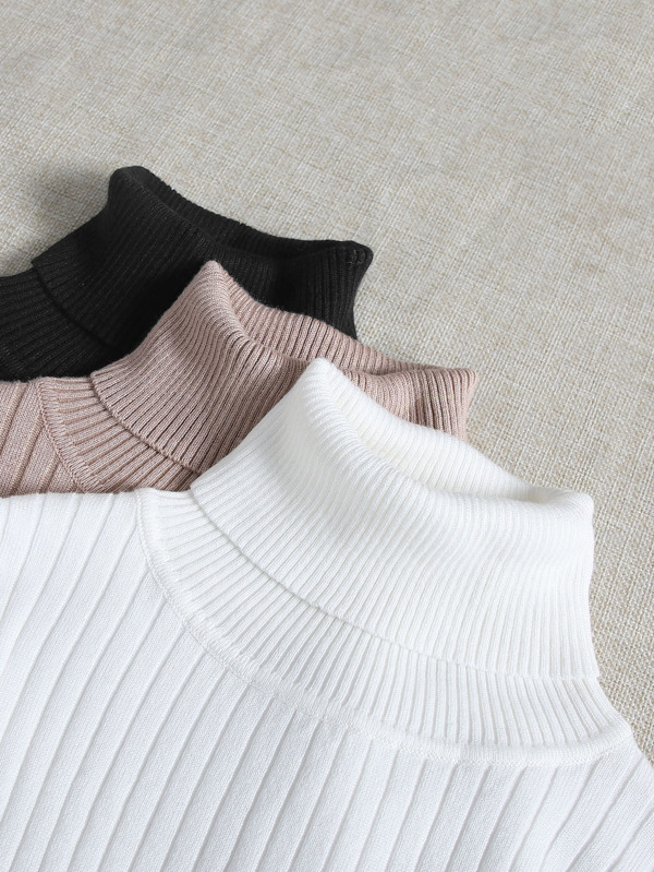 Shein Lune 3pcs Turtle Neck Ribbed Knit Jumper Shein Uk