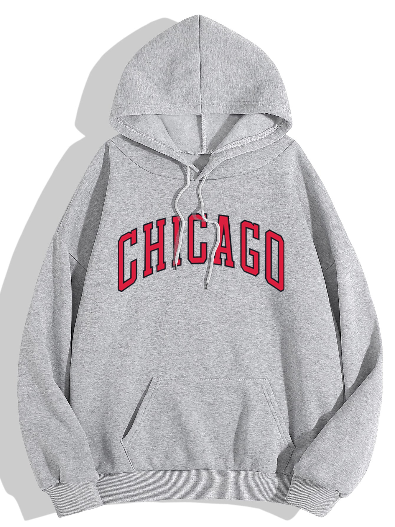 Hoodie Mit Buchstaben Grafik Drop Shoulder Tunnelzug Thermal Futter