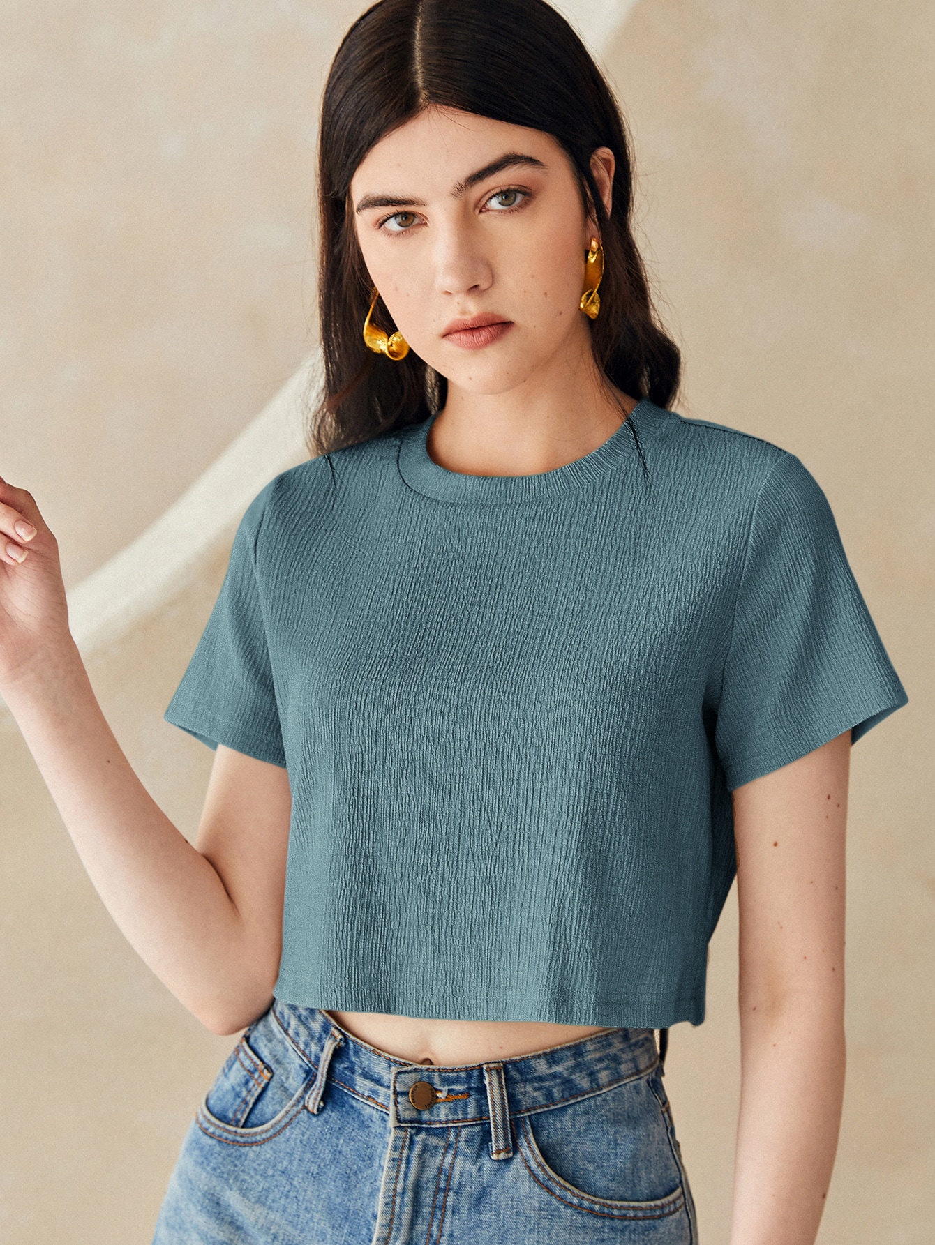 SHEIN Camiseta Corta Unicolor shein-camiseta-corta-unicolor