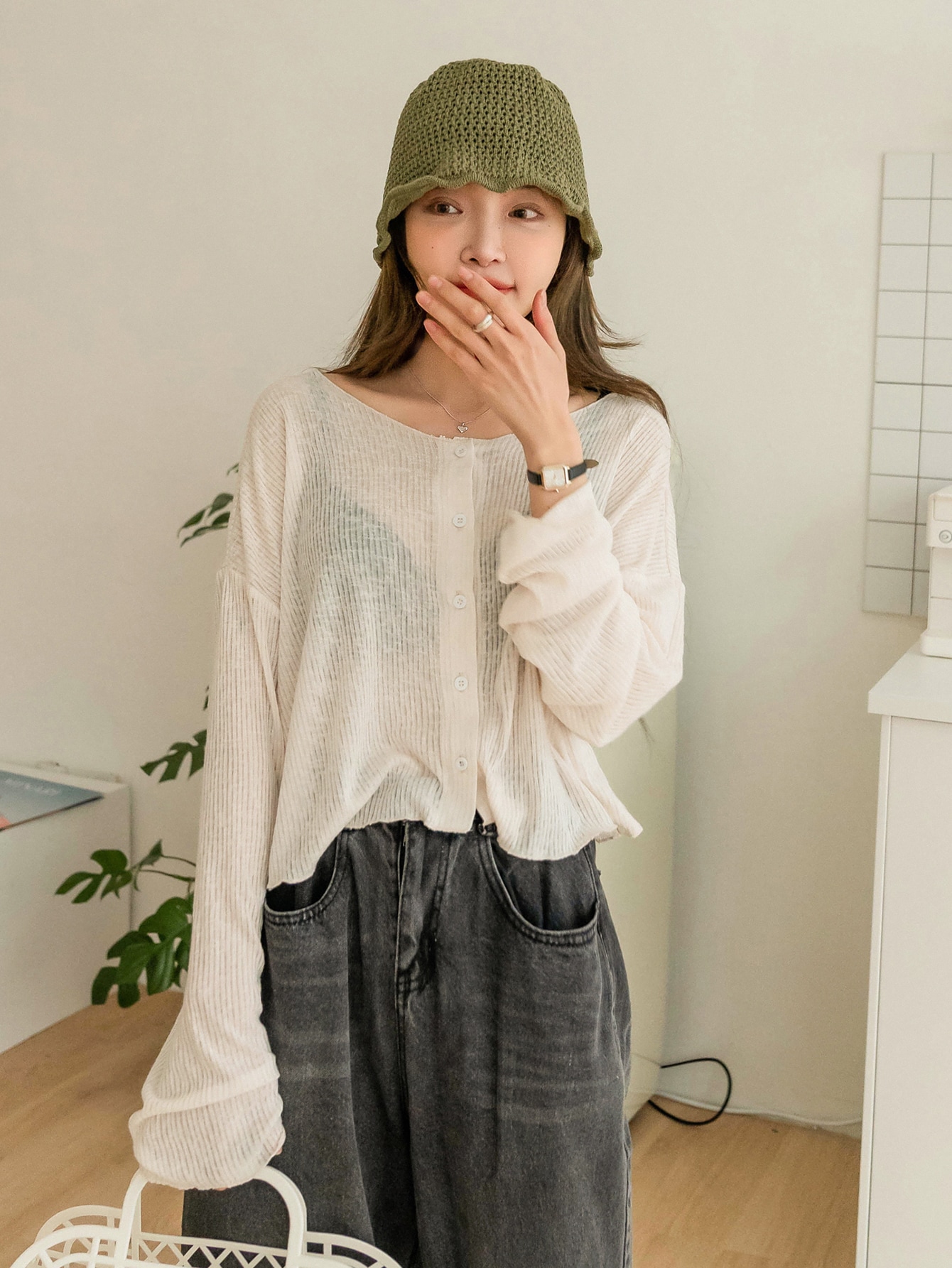 DAZY Drop Shoulder Button Through Tee