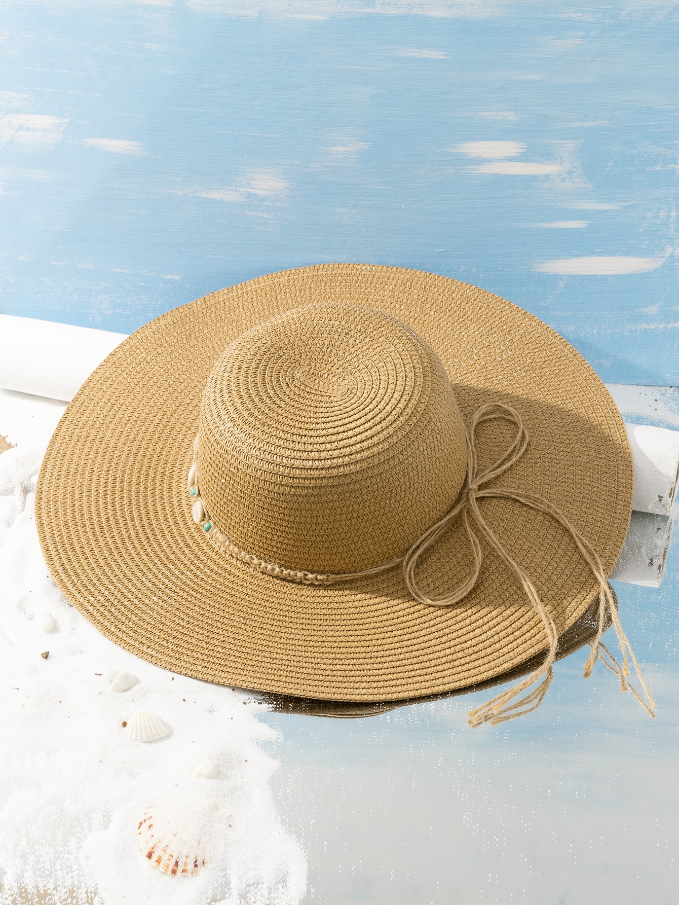 Shell & Bow Decor Straw Hat