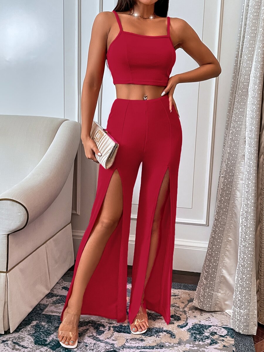 Shein Bae Crop Cami Top Mit And Oberschenkel Schlitz Hose Aktuelle