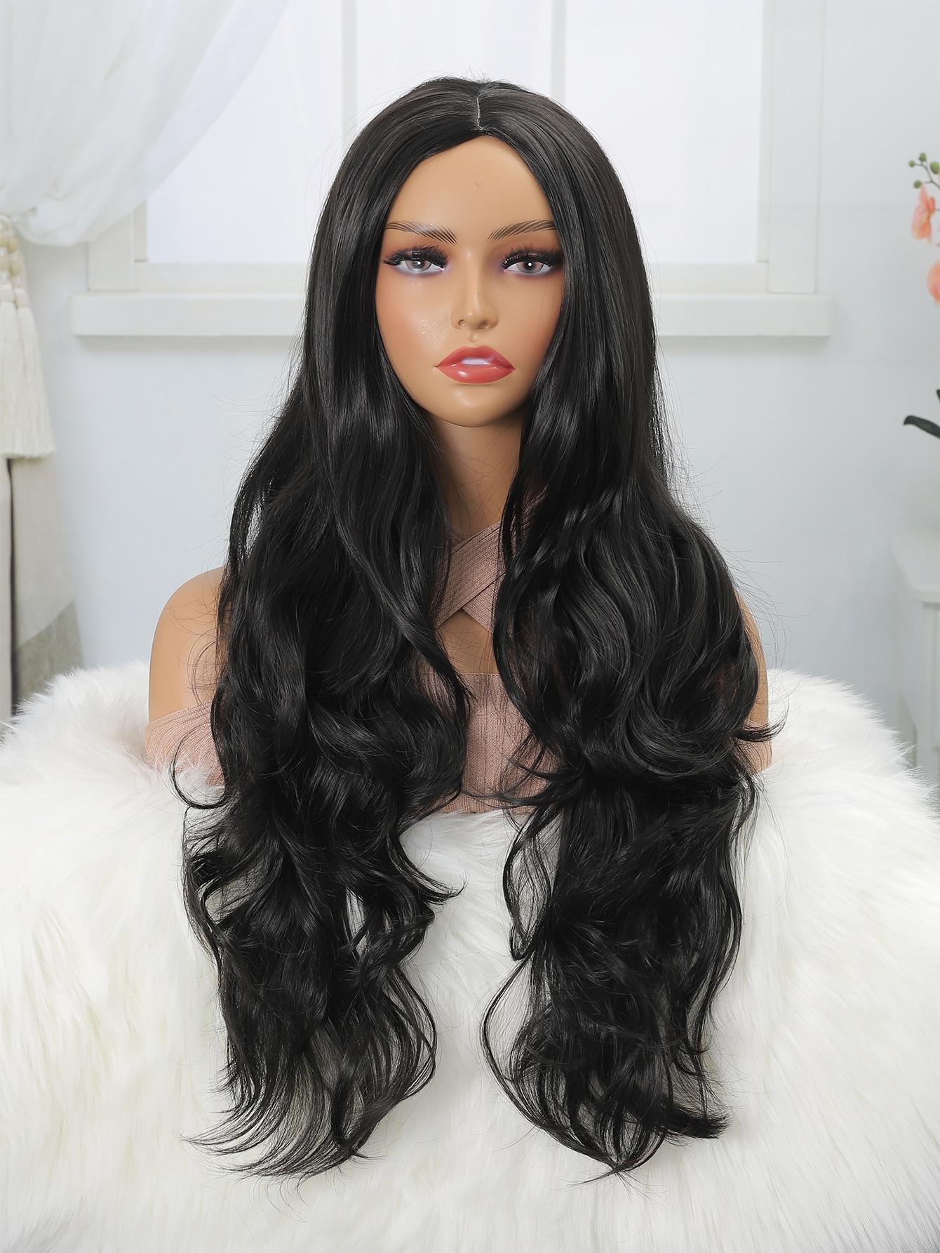 Natural Long Curly Synthetic Wig