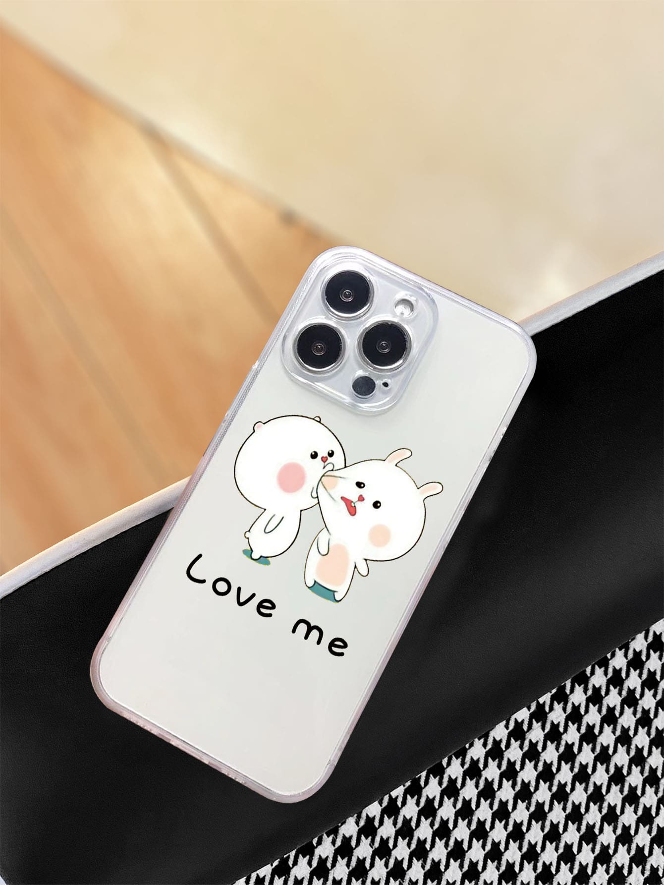 Funda de celular transparente con estampado de dibujos animados