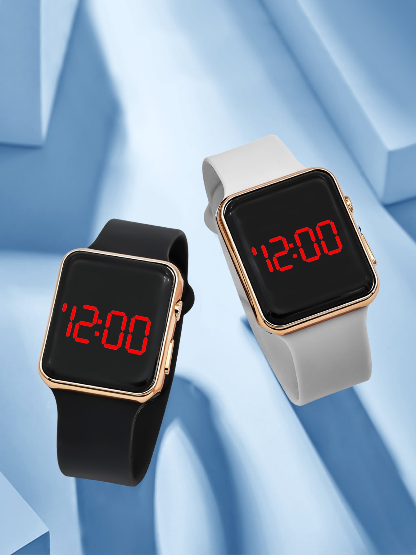 2pcs Square Electronic Watch Set