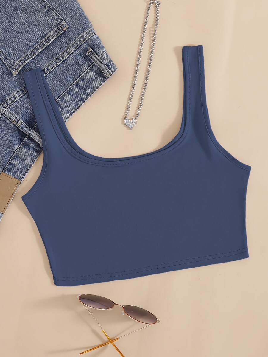 Solid Crop Tank Top Shein Uk