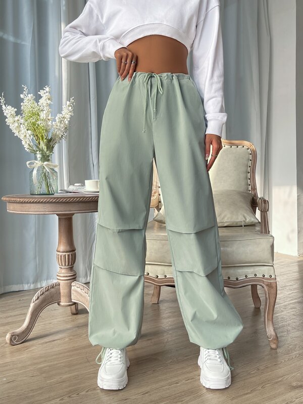 Shein Ezwear Drawstring Waist Pocket Parachute Pants Shein Eur