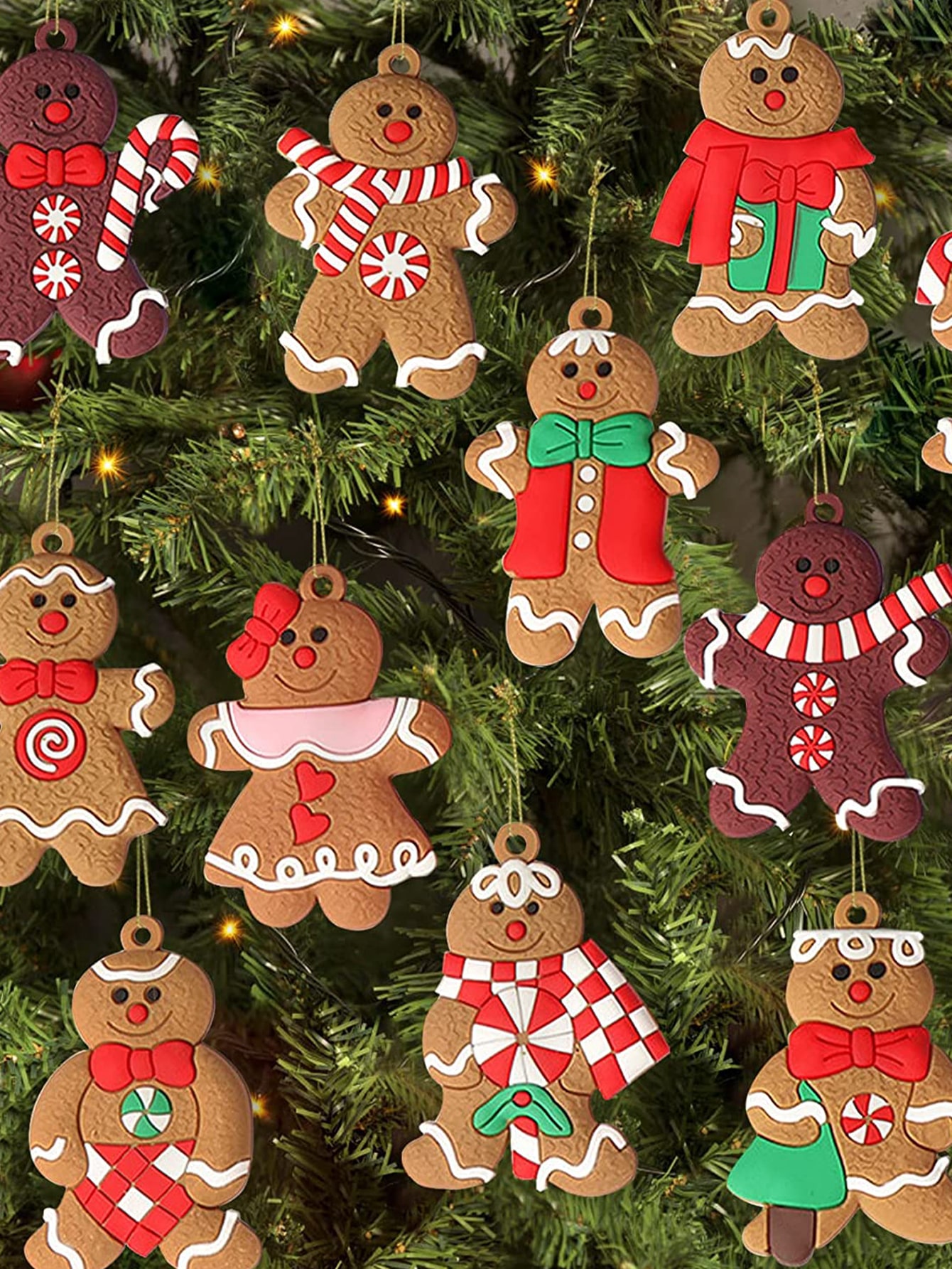 12 piezas Decoración Navidad hombre de pan de jengibre colgante