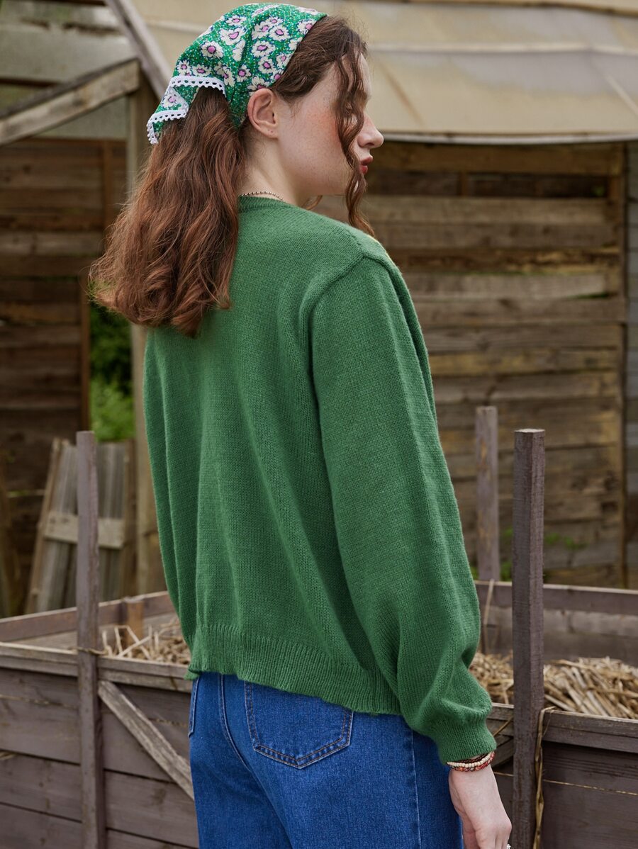 Romwe Fairycore Frog And Mushroom Pattern Button Front Cardigan Shein Usa