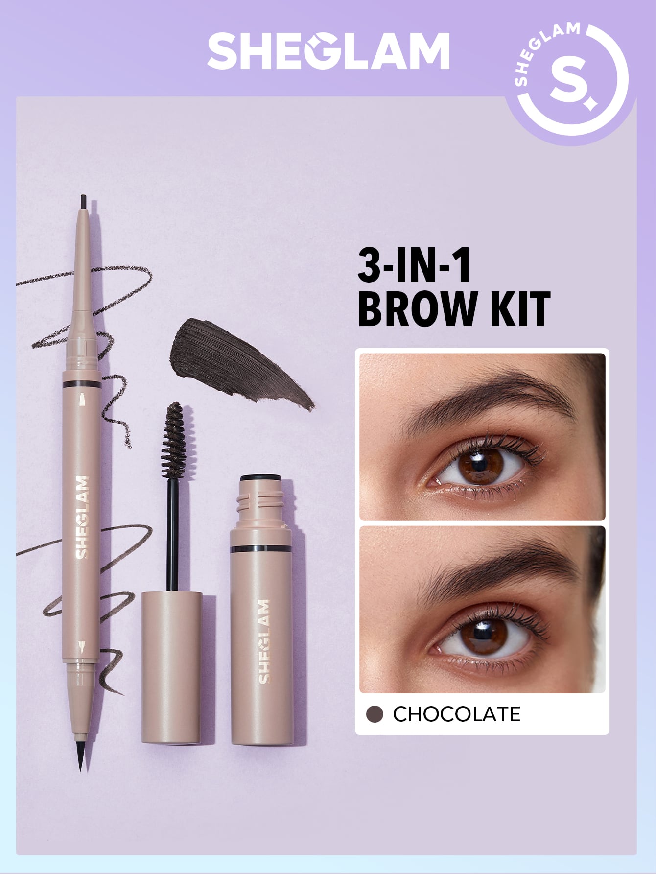 SHEGLAM Kit para Cejas So aBROWSing-Chocolate