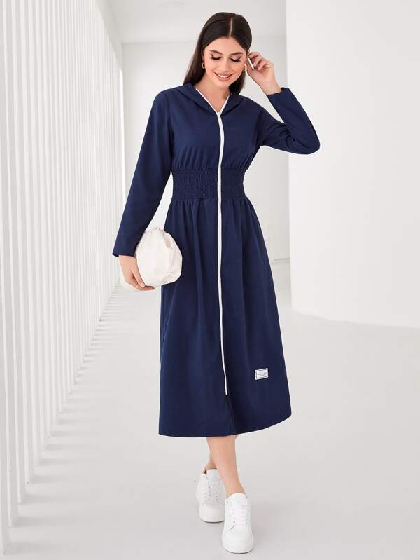 Shein Mulvari Letter Patched Detail Zipper Hooded Dress Shein Usa