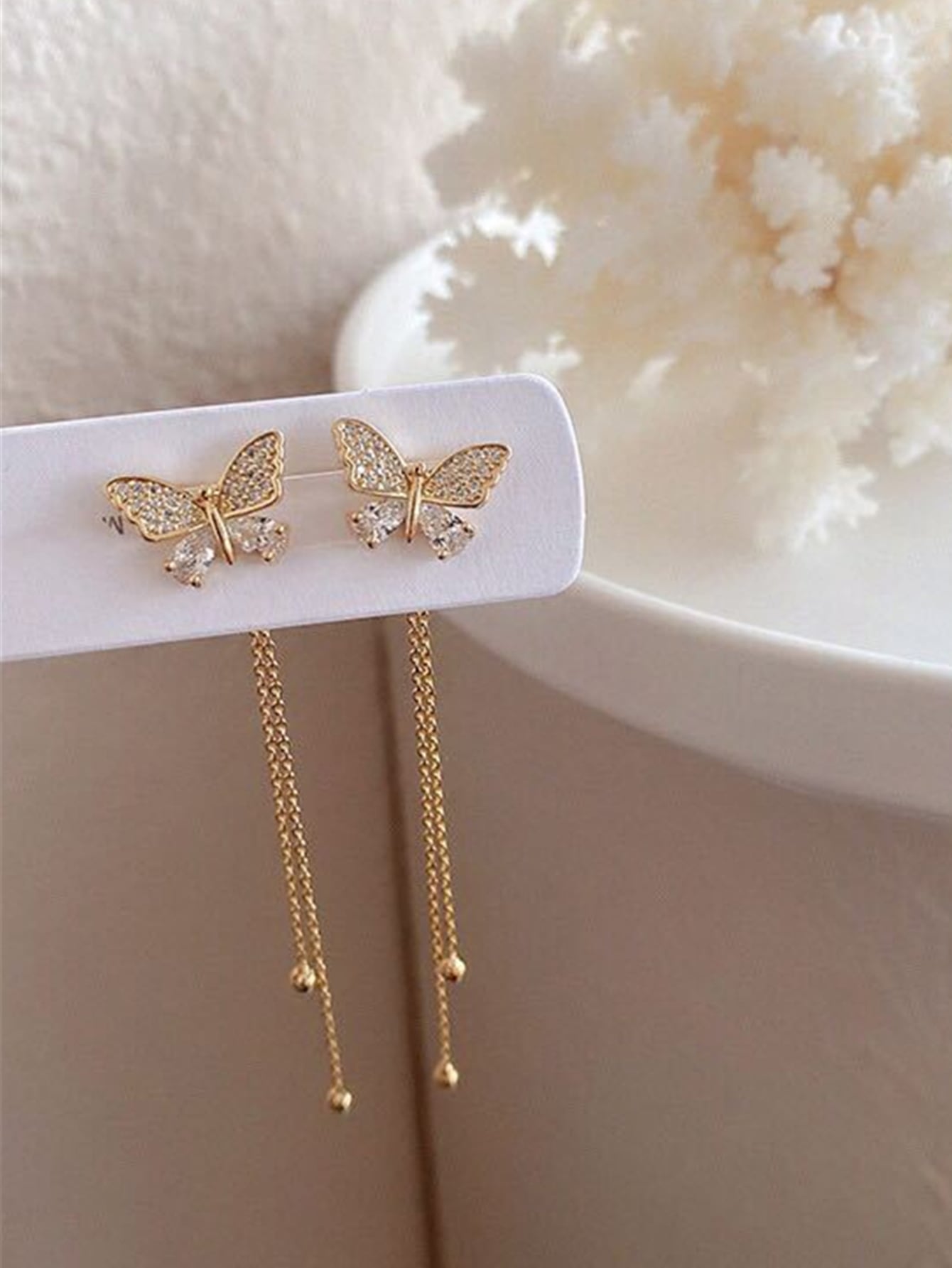 Rhinestone Butterfly Decor Earring Jackets