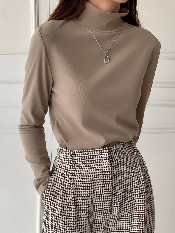 DAZY Mock Neck Ribbed Knit Tee | SHEIN USA