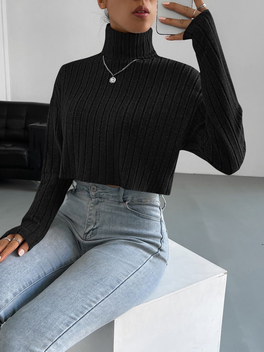 Shein Essnce T Shirt Mit Hochgeschlossenem Ausschnitt Drop Shoulder