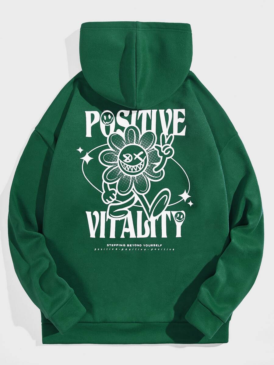 Manfinity Hypemode Loose Fit Men's Hoodie With Slogan & Cartoon Graphic | SHEIN USA