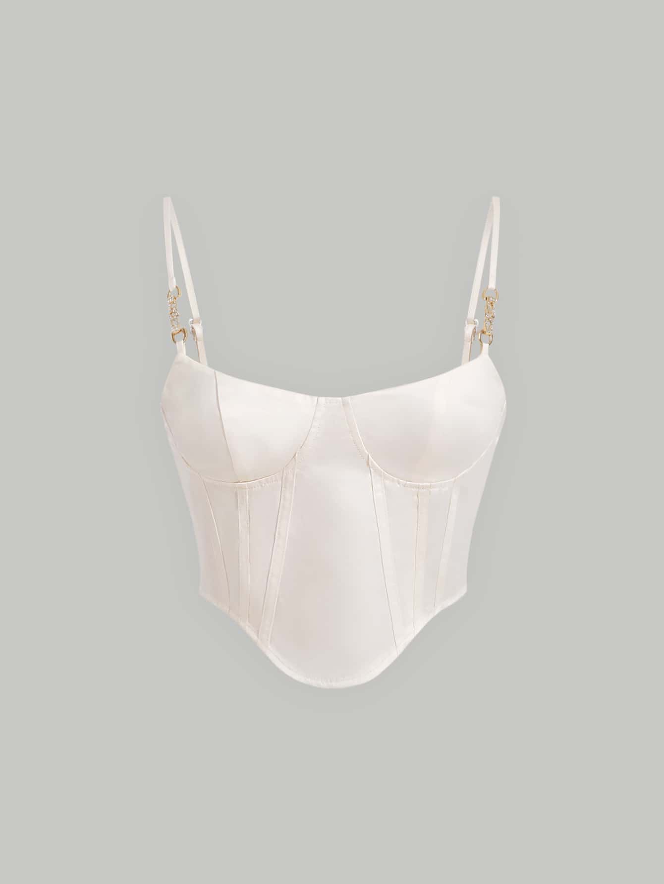 Shein Mod Top Cami Detalhe Da Corrente Bainha Assimétrica Sem Camisa