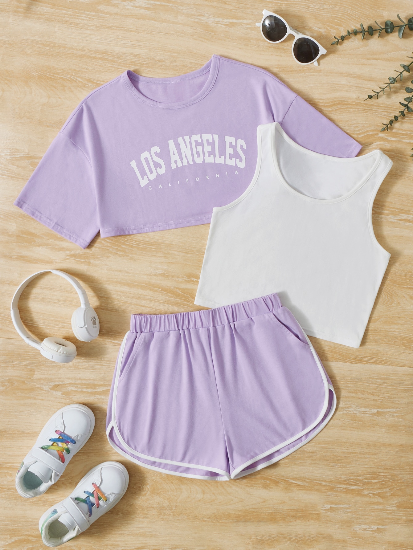 Shein Chicas Adolescentes Camiseta Con Estampado De Letra And Top Tank