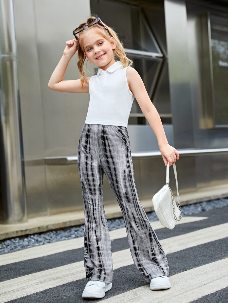 SHEIN Girls Tie Dye Flare Leg Trousers | SHEIN UK