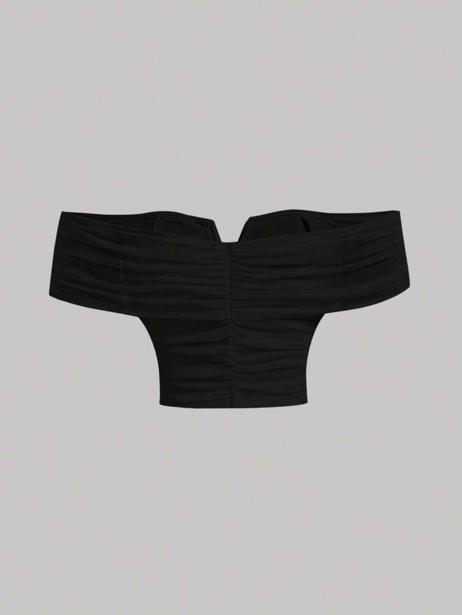 Shein Mod Black V Panties Summer Party Date Night Tops Off Shoulder