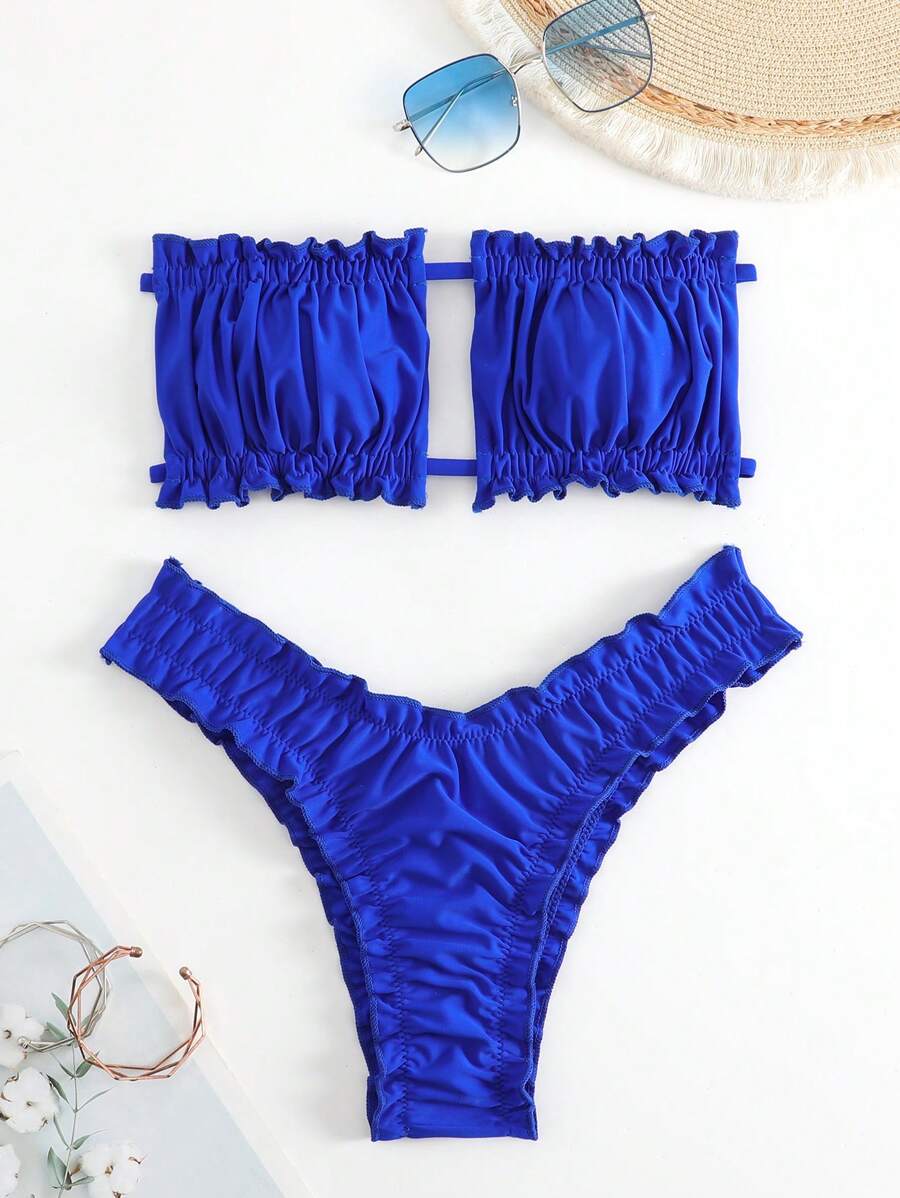 Frill Trim Bandeau Bikini Swimsuit Shein Usa