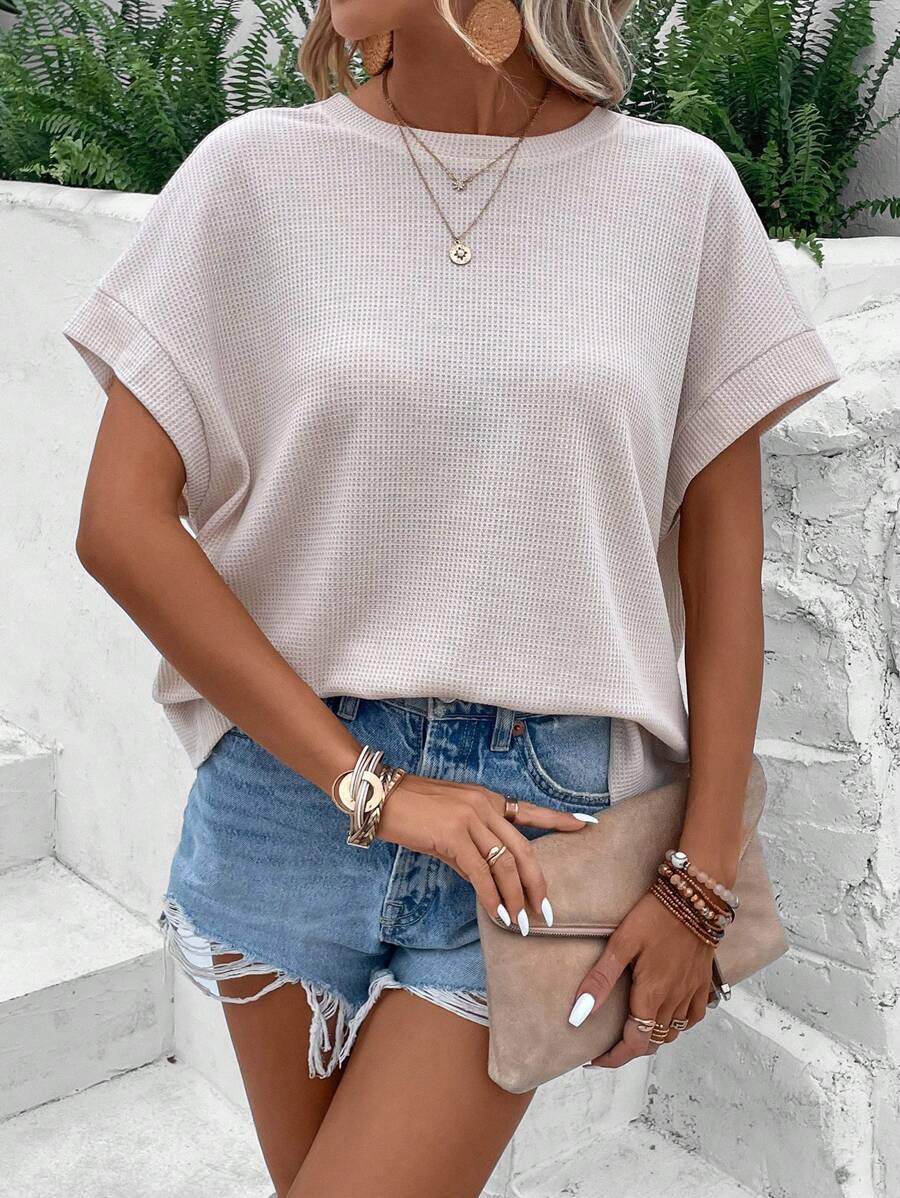 Shein Essnce Solid Batwing Sleeve Tee Shein Usa