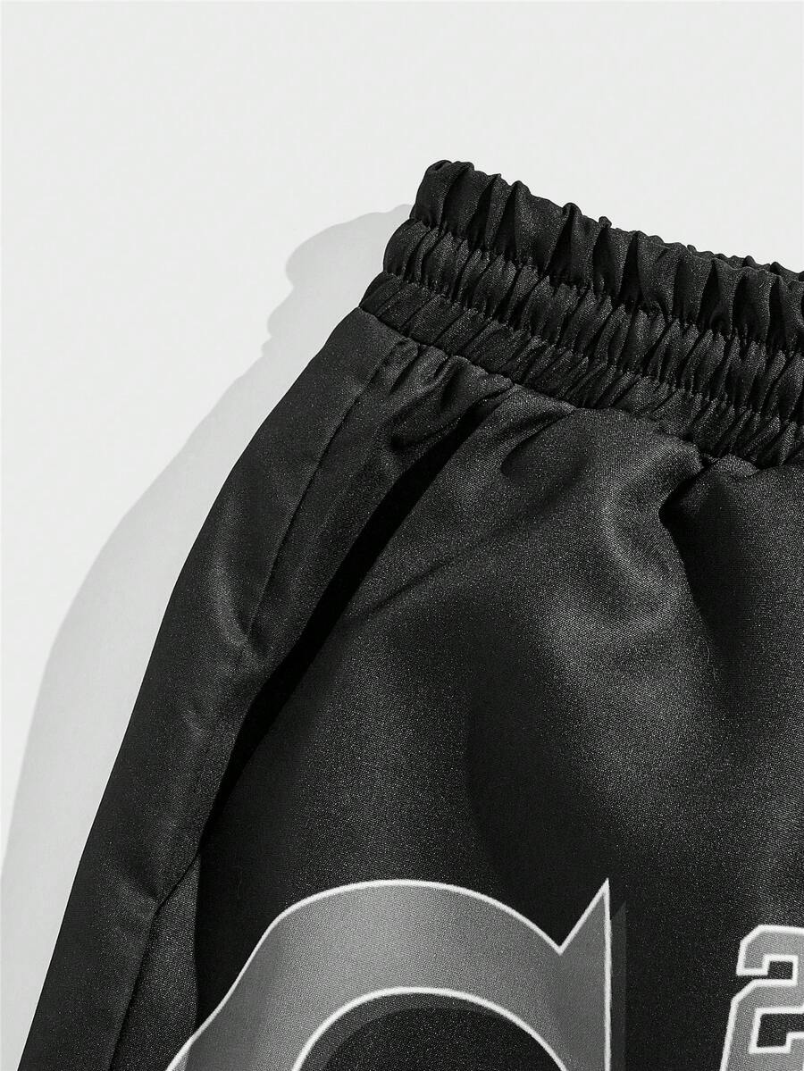 Romwe Street Life Men Car Letter Graphic Drawstring Waist Shorts
