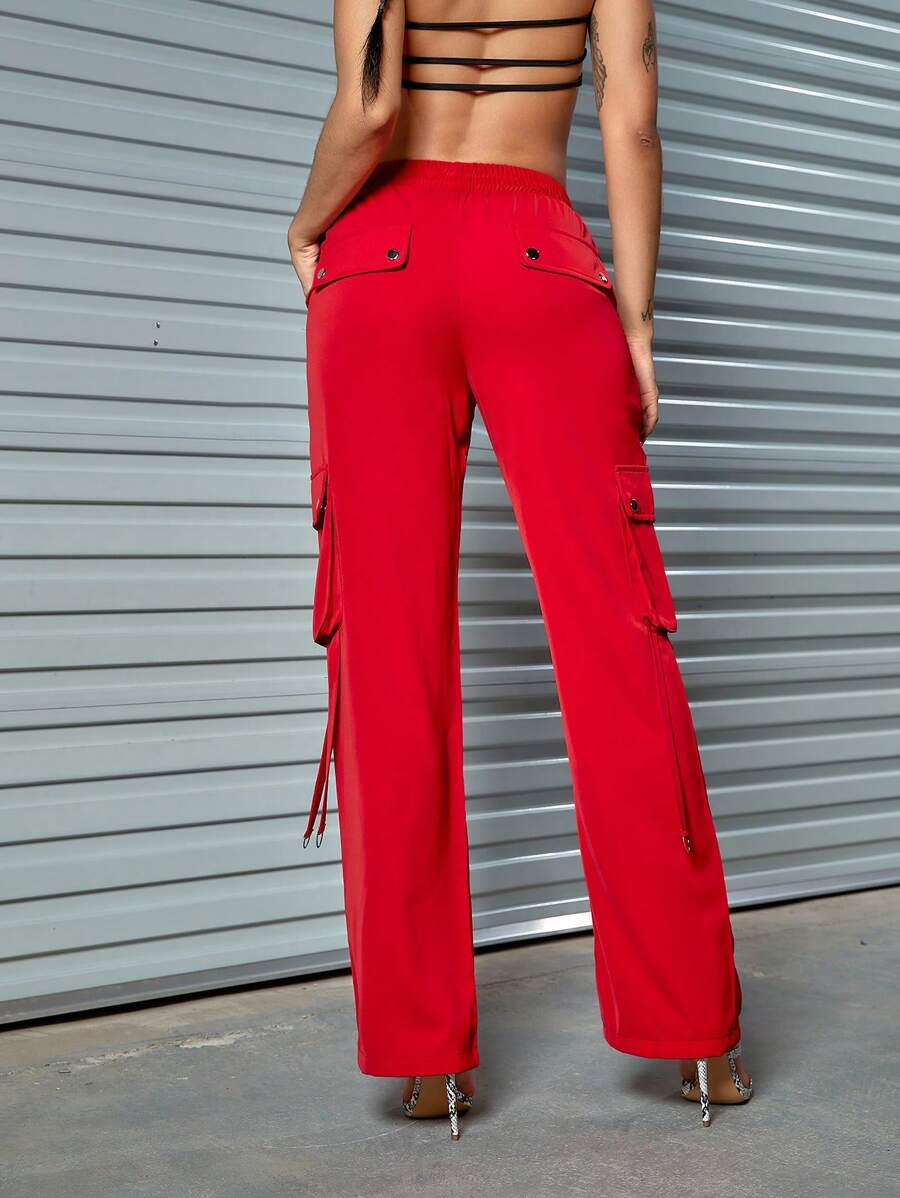 Street Flap Pocket Side Drawstring Waist Cargo Pants Shein Usa