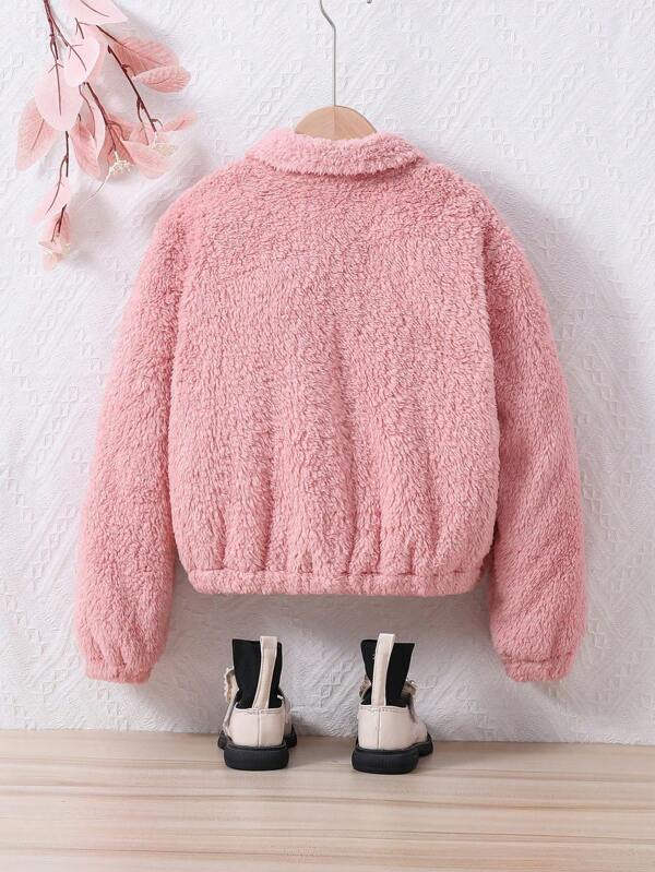 Chica preadolescente Cazadora teddy con cremallera | Moda de Mujer | SHEIN México